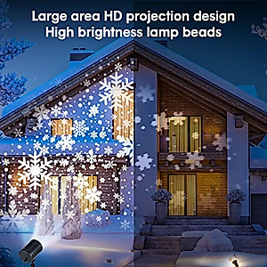 Christmas Snowflake Projector Lights, Blofun Indoor Outdoor Holiday Projector Lights Weatherproof Led Snowfall Lights for Halloween Xmas Party Wedding Garden Landscape Decoration…