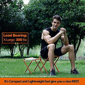 spofine Folding Camping Stool, Sturdy Portable Chair for Adults, Foldable Stool for Fishing, Hunting, Travel, Backpack(Size：XL)