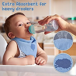 Yoofoss Muslin Baby Bibs for Boy Girl 100% Cotton Bandana Bibs 10 Pack for Unisex Newborn Toddler, Soft Absorbent Bib for Drooling Teething