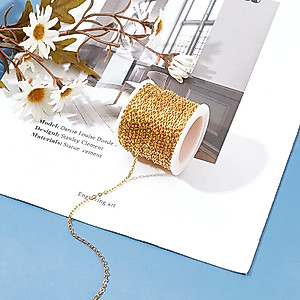 Pandahall 32 ft Necklace Chains Golden Iron Cross Chains Link Cable O-Shaped Chain for Necklace Jewelry Accessories DIY Making-3x2.2x0.6mm