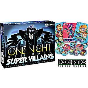 Bezier Games One Night Ultimate Super Villains, Family Friendly Party Game, Fun Game for Kids & Adults, Engaging Social Deduction, Fast-Paced Gameplay, Hidden Roles & Bluffing