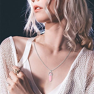 Paffartt 8Pcs Crystal Necklace for Women Men Healing Energy Crystal Pendant Gemstones Necklace Red Agate Amethyst Carnelian Crystal Necklaces Natural Quartz Jewelry