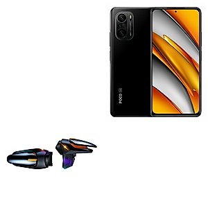 BoxWave Gaming Gear Compatible with Poco F3 - Touchscreen QuickTrigger Auto, Trigger Buttons Autofire Gaming Mobile FPS - Jet Black