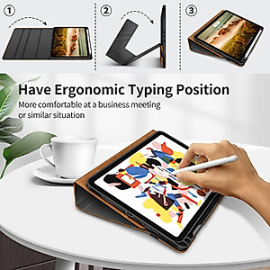 H HOLIMET Case for 2024 iPad Mini 7/2021 iPad Mini 6 with Pencil Holder Pocket with Soft TPU Back Cover (Fits Model #'s A2567, A2568, A2569, A2993, A2995, A2996), Sleep/Wake, Vegan Leather