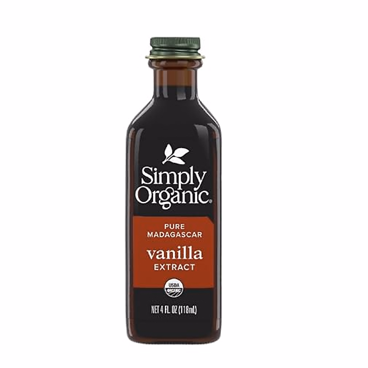 Simply Organic Pure Madagascar Vanilla Extract, 4-Ounce Glass Jar, Certified Organic, Sugar-Free Flavor For Smoothies (Pack of 1)