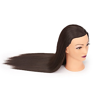 Hairginkgo Mannequin Head 26"-28" Synthetic Fiber Training Head Braiding Head Hair Styling Manikin Cosmetology Doll Head Hairdresser Training Model for Cutting Braiding Practice with Clamp 92022LB0220