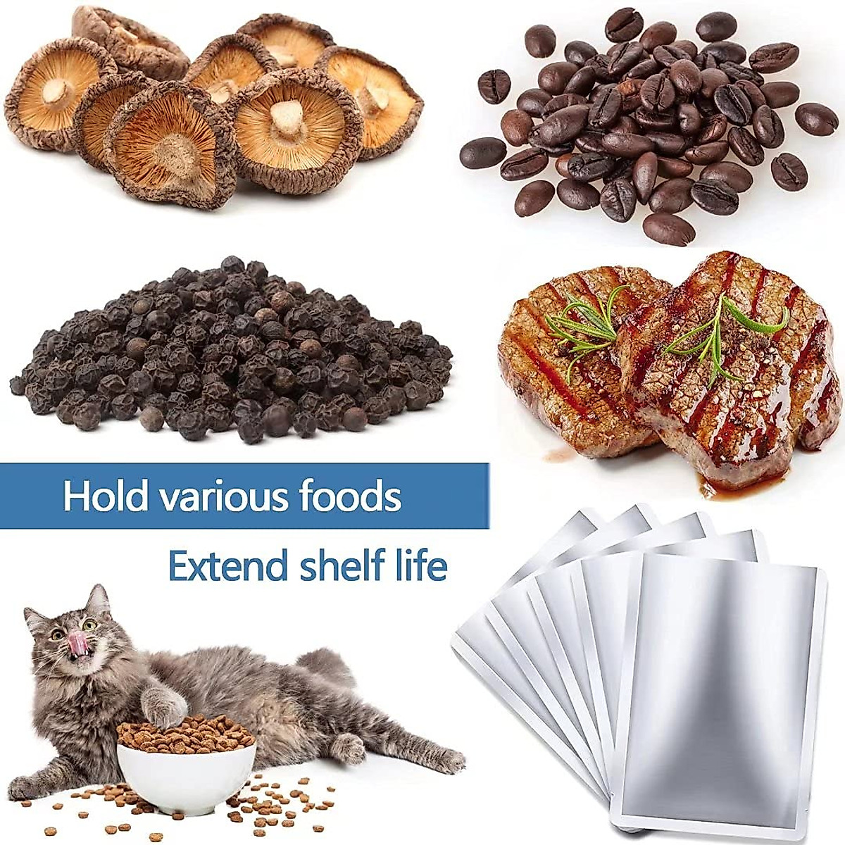 100 Pieces 2 Quart Mylar Bags 8 x 12 Inch, 5 Mil Mylar Bags for Food Storage Coffee Tea Beans Dry Food, Thick Sealable Mylar Bag 2 Quart