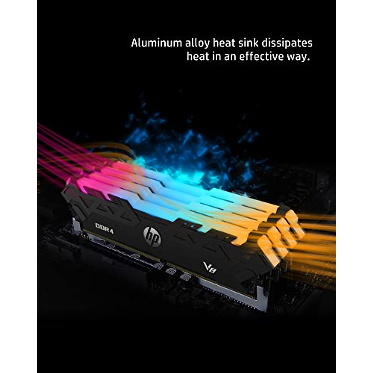HP V8 RGB RAM 16GB Kit (8GBx2) DDR4 3000MHz CL16 1.35V Desktop Computer LED Memory - 8MG00AA#ABC