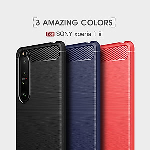 CruzerLite Case Compatible with Sony Xperia 1 III Case, Carbon Fiber Texture Design Cover Anti-Scratch Shock Absorption Case for Sony Xperia 1 III (Black)