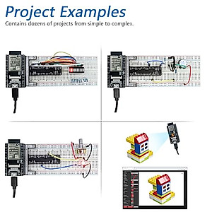 FREENOVE Basic Starter Kit for ESP32-WROVER (Included) (Compatible with Arduino IDE), Onboard Camera Wireless, Python C, 412-Page Detailed Tutorial, 141 Items, 61 Projects