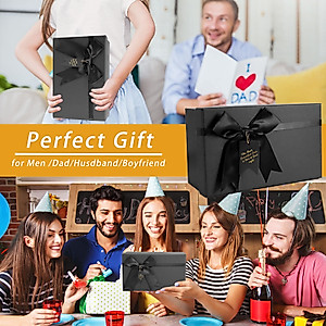 Vlipoeasn Men Gifts Box Birthday Gifts for Dad, Father, Men, Husband |Black and Gold Gift Set with 20 OZ Tumbler Cup, Knife, Coffee Soap, Birthday Card, Socks