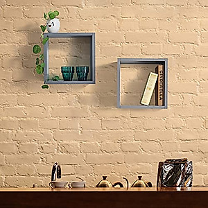 Kaboon Square Cube Floating Shelves Set2, Display Shelves Wall Mount 7.75" D x 12.5" W x 12.5" H, (Gray, 2 Cubes)