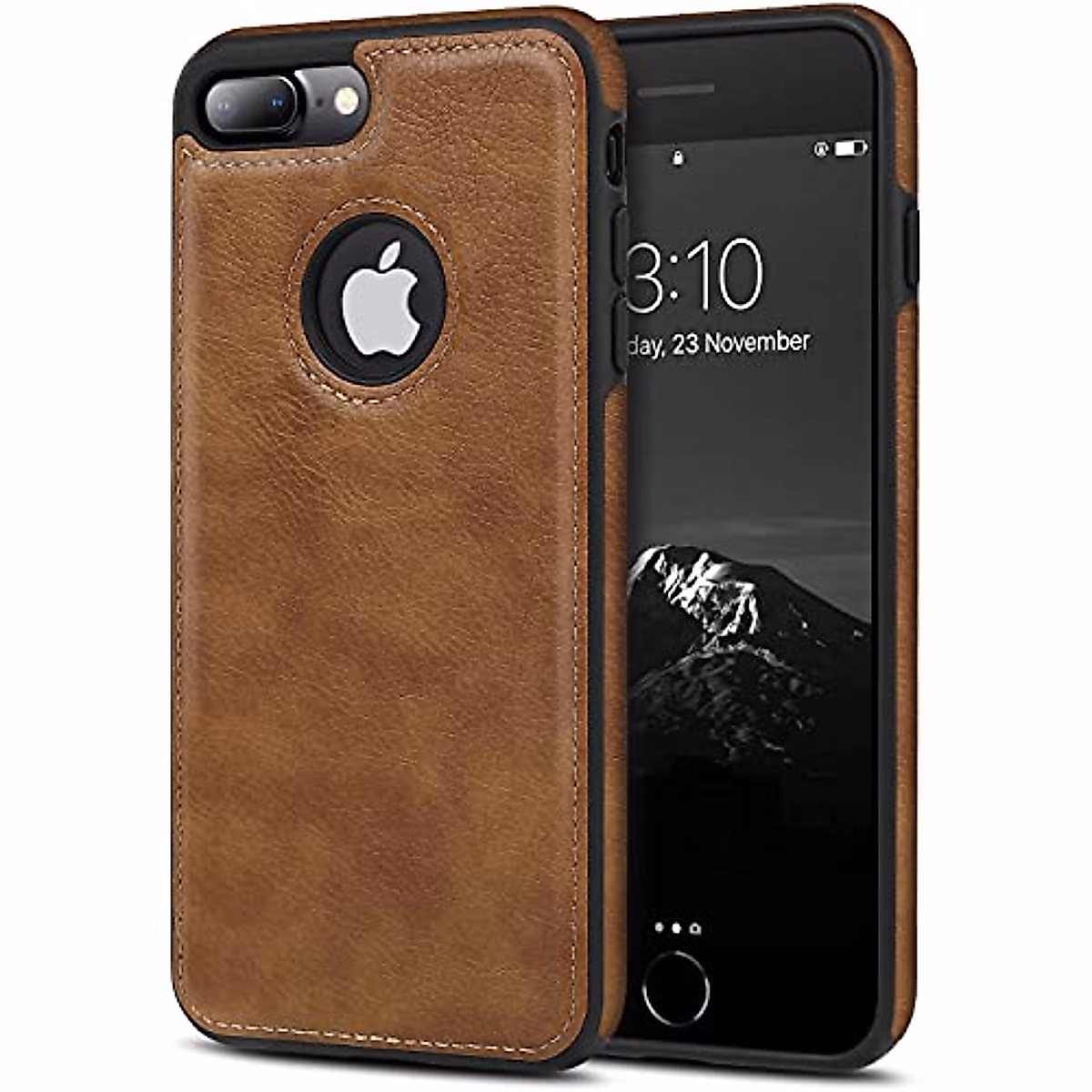 Razstorm Unique Design Luxury Leather Business Phone Case for iPhone 7 Plus & iPhone 8 Plus Anti-Slip Scratch Resistant Ultra Slim Protective Case 5.5” (Brown)