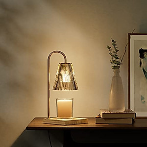 SESIIduo Candle Warmer Lamp, Timer & Dimmable for Jar Candles, Melter Electric Scented Candle Electric Melter Light with 2 Bulbs, Home Decor and Gift for Mother, Her, Wedding-Glass Wood