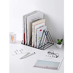 PENNGKE Magazine Holder,Newspapers Holder,Letters Storage,Desktop File Sorter Organizer Triangle Bookshelf Decor Home Office,Black