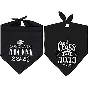 Dog Graduation Bandana 2 Pack, My Mom Graduated Dog Bandana and Class of 2023 Dog Scarf for Small Medium Large Dogs