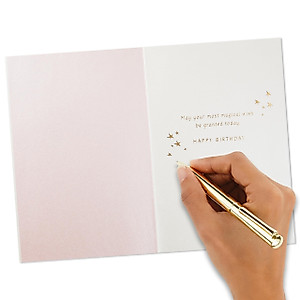 Hallmark Signature Disney Princess Birthday Card with Stickers (Belle, Ariel, Jasmine, Cinderella)