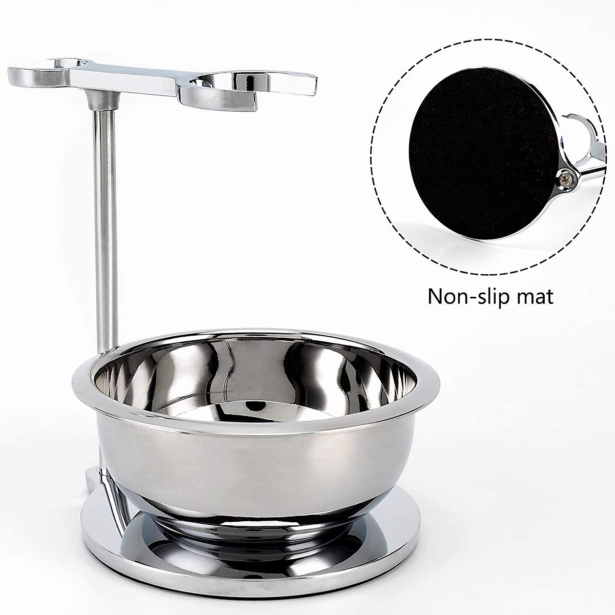 PerPro Deluxe Stainless Shave Razor Stand + Shaving Soap Bowl with Shaving Brush,Compatible with Gillette Fusion and Mach 3,Double Edge Safety Razor,Cartridge Razor