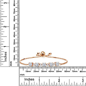 Gem Stone King 18K Rose Gold Plated Silver Moissanite and Lab Grown Diamond Tennis Bracelet For Women (2.76 Cttw, Fully Adjustable Up to 9 Inch)