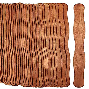 100 Sticks - Wavy 8 Inch Jumbo Wood Fan Handles Wedding Fan Sticks (Brown)