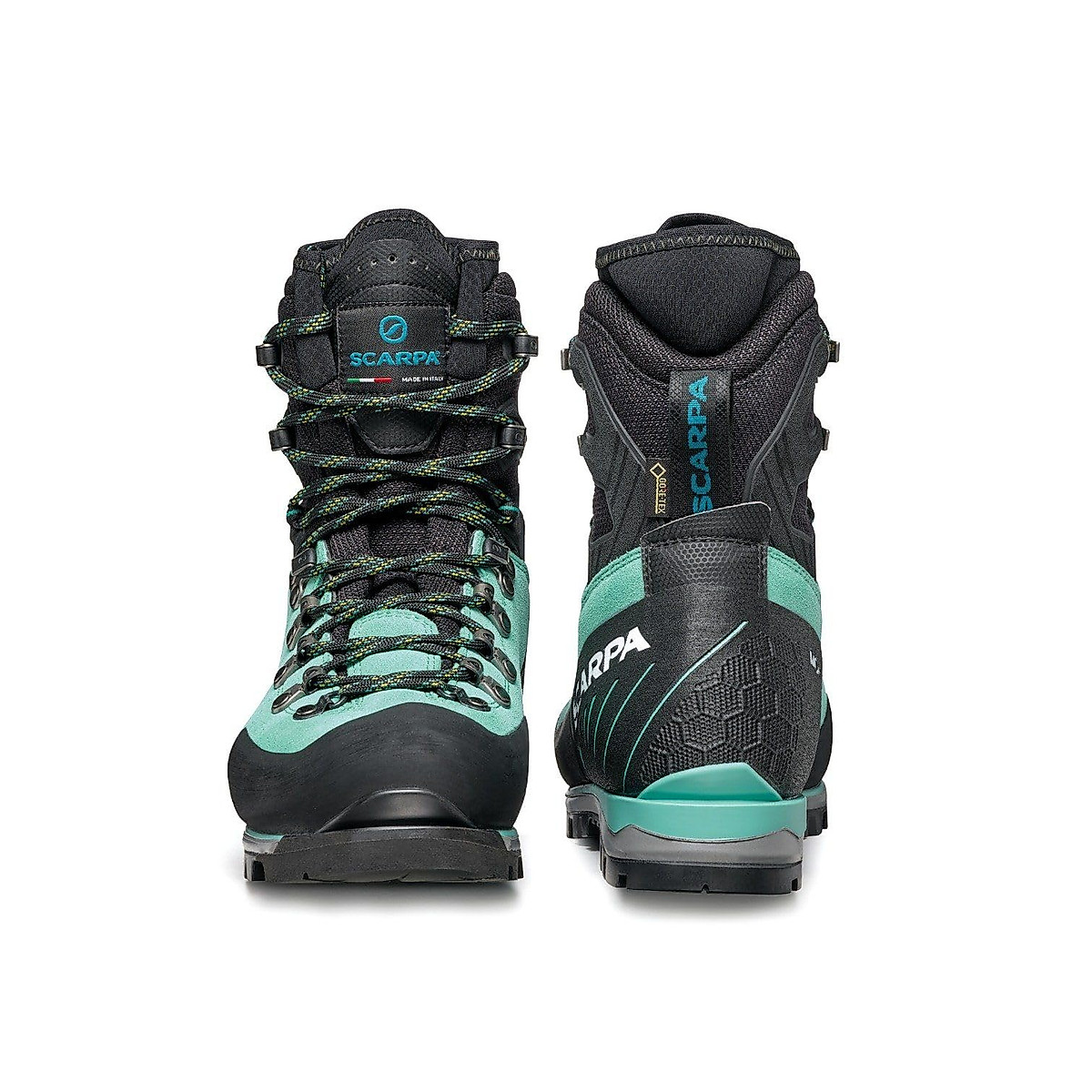SCARPA Women's Mont Blanc Pro GTX Waterproof Gore-Tex Boots for Hiking and Mountaineering - Green Blue - 7-7.5