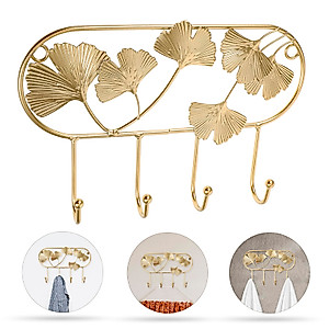 Homoyoyo Metal Wall Hook Ginkgo Leaf Decorative Vintage Coat Hooks Entryway Key Hook for Coat Hat Towel Rack Purse Key Bag Bathroom Bedroom Entryway Decor