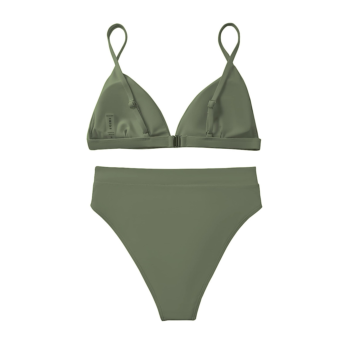SUUKSESS Women High Waisted High Cut Bikini Sets Sexy Triangle Two Piece Swimsuits Push Up Bathing Suits (Army Green, M)