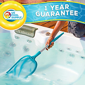 U.S. Pool Supply Professional Spa, Hot Tub, Pool Hand Leaf Skimmer Net, 26" Long with 12" Aluminum Pole - Fine Mesh Netting, Cleanout Leaves, Debris