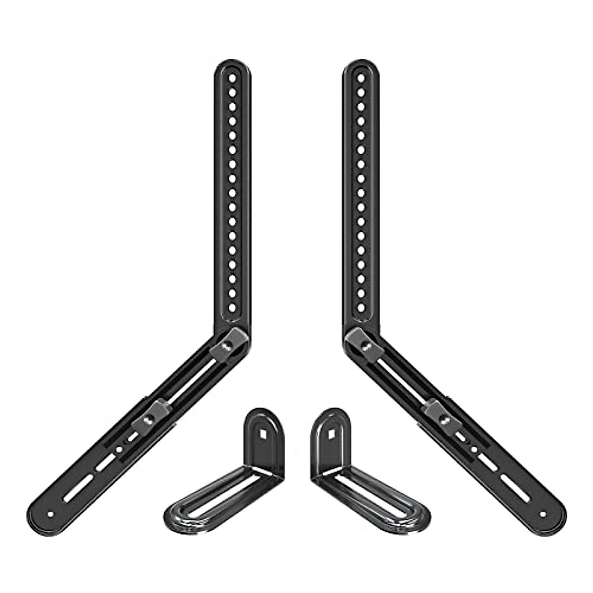 ELIVED Soundbar Mount Bracket Mounting Above or Under TV Tool-Free Knob Adjustable with Detachable Extension Arms, Universal TV Mounting Hardware Kit Includes M4 M5 M6 M8 Screws