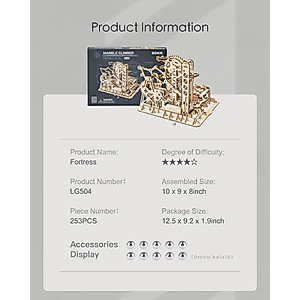 ROKR 3D Wooden Puzzle-Mechanical Model-Wooden Craft Kit-DIY Assembly Toy-Mechanical Gears Set-Brain Teaser Games-Best Gifts for Adults & Teens Age 14+(LG504-Fortress)