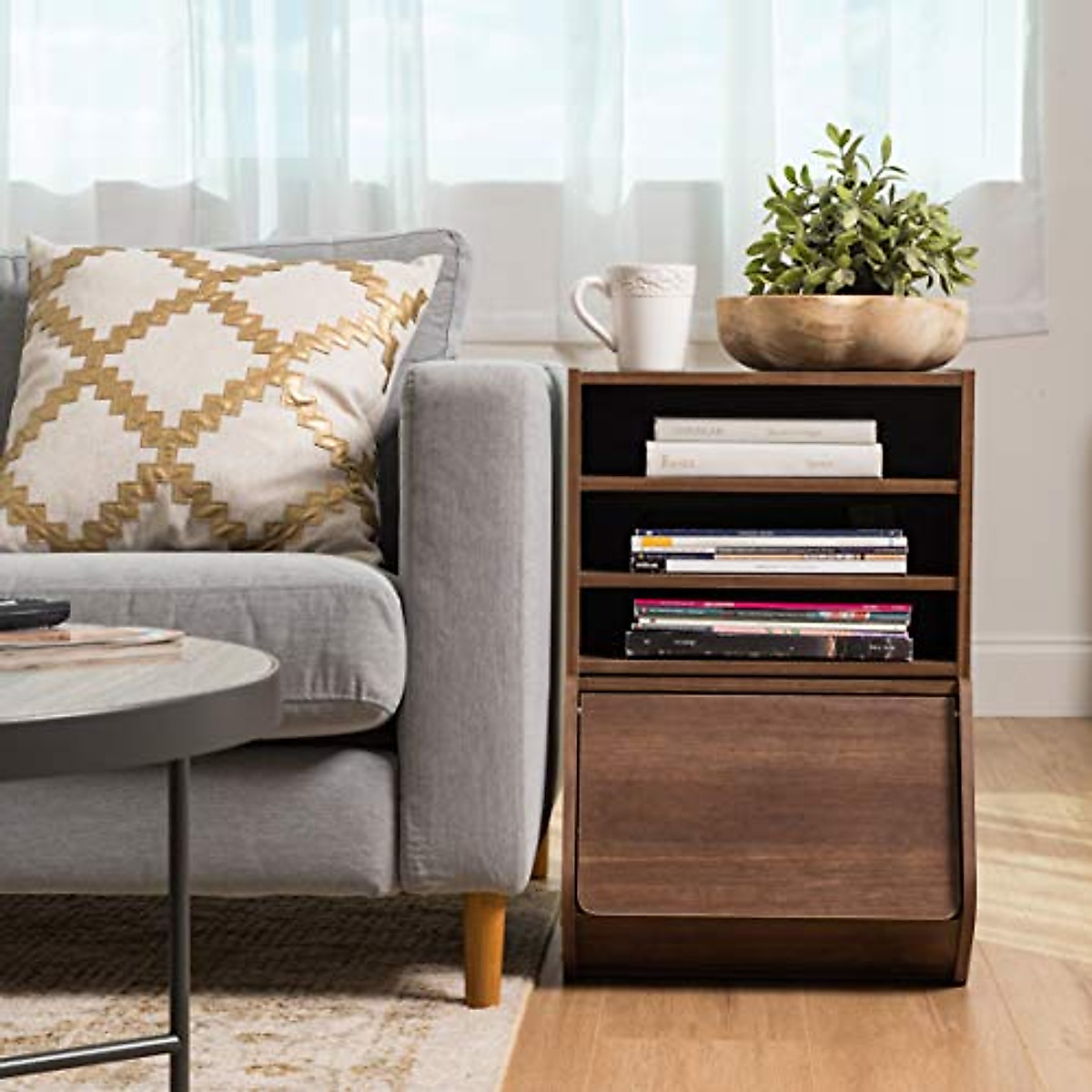 IRIS USA 3-Shelves Modular Wood Stacking Storage Box, for Office Closet and Nightstand, Easy Assembly, Customizable, Stacking Storage Boxes, Walnut