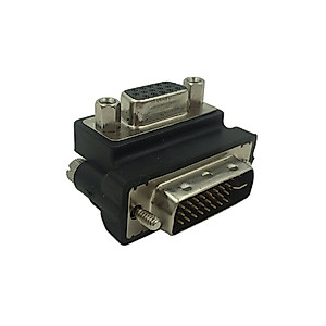 Nightwolf ® Right Angle 90 Degree L Style DVI-I 24+5 Analog Digital Male to VGA Female Adapter Convert Cable for HDTV LCD