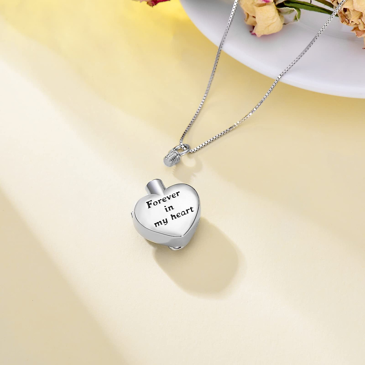 TOUPOP Hummingbird Urn Necklace for Ashes Sterling Silver with Blue Heart Crystal Cremation Jewelry w/Funnel Filler Memory Jewelry for Women