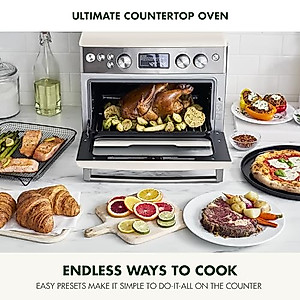GreenPan 13-in-1 Elite Countertop Convection Oven & Air Fryer, PFAS-Free Ceramic Tray & Pizza Pan, Adjustable Racks, Multifunction Presets, Toaster, Bake, Broil, Roast, Proof, Dehydrate, Cloud Cream