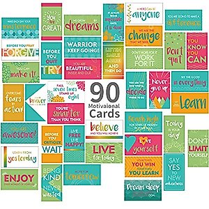 Outus 90 Pieces Motivational Cards Inspirational Cards Positive Cards Kindness Cards Encouragement Cards Motivational Quote Cards Appreciation Mini Note Cards in Business Card Size and Blank Back