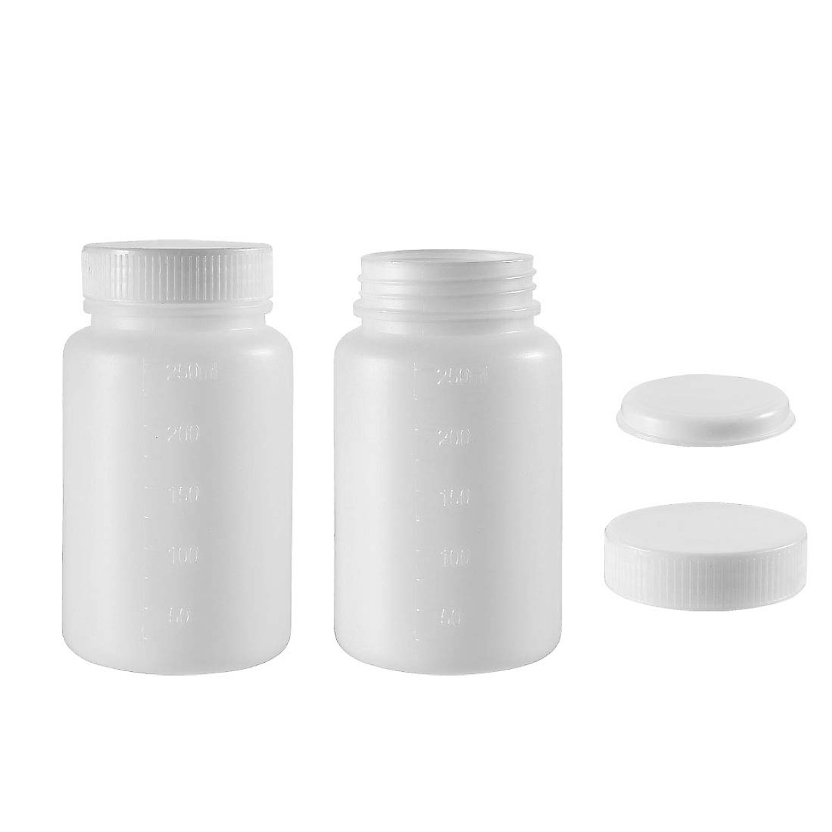 uxcell Plastic Lab Chemical Reagent Bottle 250ml/8.5oz Wide Mouth Sample Sealing Liquid Storage Container 2pcs