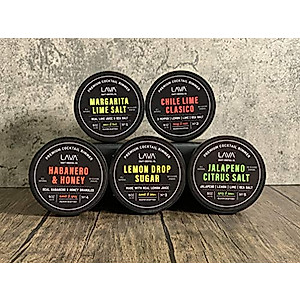 LAVA Premium Jalapeno Citrus Margarita Salt Cocktail Rimmer, All Natural Spicy Margarita Rimmer Salt, Sea Salt Rocks, Real Lime, No Silicon Dioxide, with Easy Screw-On Lid - 6oz