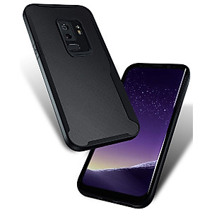 Carbon Fiber Pattern Slim Case Compatible with Samsung Galaxy S9 Plus, Shockproof 10ft. Drop Tested, Wireless Charging Compatible - Black