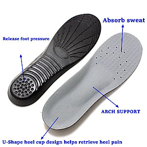Shoe Insoles, Memory Foam Insoles, Providing Excellent Shock Absorption and Cushioning for Feet Relief, Comfortable Insoles for Men and Women for Everyday Use, L [US M: 8-12/W: 10-15] Black
