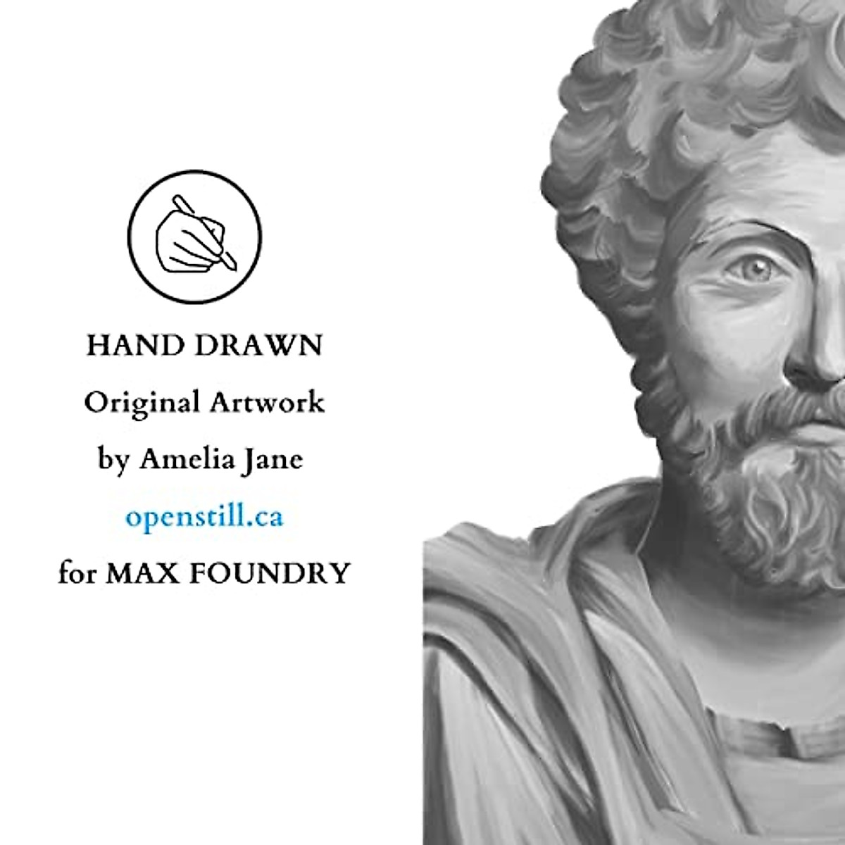 MAXFOUNDRY Marcus Aurelius Portrait & Quote Art Print, Philosophy Gift for Stoic, Motivational Gift Words of Wisdom, Positive Affirmation, Stoicism Art 8x10 / 20x25 cm