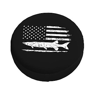 Shark Fishing American Flag,Funny Tire Cover Universal Fit Spare Tire Protector for Truck SUV Trailer Camper Rv