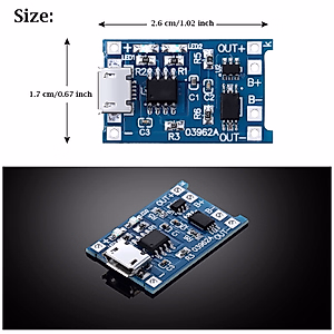 Mudder 20 Pieces Charging Module Battery Charging Board with Battery Protection BMS 5V Micro USB 1A 186 50 Charge Module
