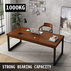 VEVOR Set of 2 Steel Table Legs, 28''Height 24''Wide Dining Table Legs, Heavy Duty 3.1" Width Box Section Square Table Legs, 28x24x3.1 Inch Black Color Industrial Country Style Metal Dining Legs