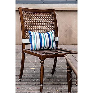 Chaise Lounge Head Resting Pillows, Blue Decorative Oudoor Patio Pillow with Insert & Adjustable Elastic Stripe for Recliner,Beach Chair,Office Chair Neck or Lumbar Attachment,Waterproof 2 Pack