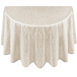 Newbridge Taupe Napa Leaf Solid Color Vinyl Flannel Backed Tablecloth, Hotel Quality Indoor/Outdoor Patio, Kitchen, BBQ, Dining Room Vinyl Tablecloth, 60” x 84” Oval