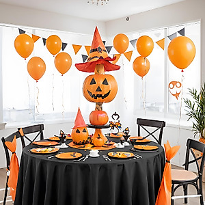 4 Pcs Halloween Round Disposable Tablecloths Waterproof Table Cloths Plastic White Black Purple Orange Round Table Cover for Table Decorations Halloween Party Dining Buffet Outdoor Camping Picnic