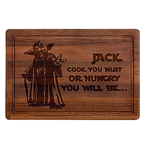 Star Personalized Cutting Board, Yod a Board Cook You Must or Hungry Will Be, Fathers Day or Birthday Gift, Custom Engraved Charcuterie Board, Star Sign Wars, Customizable Gift for Men, Dad