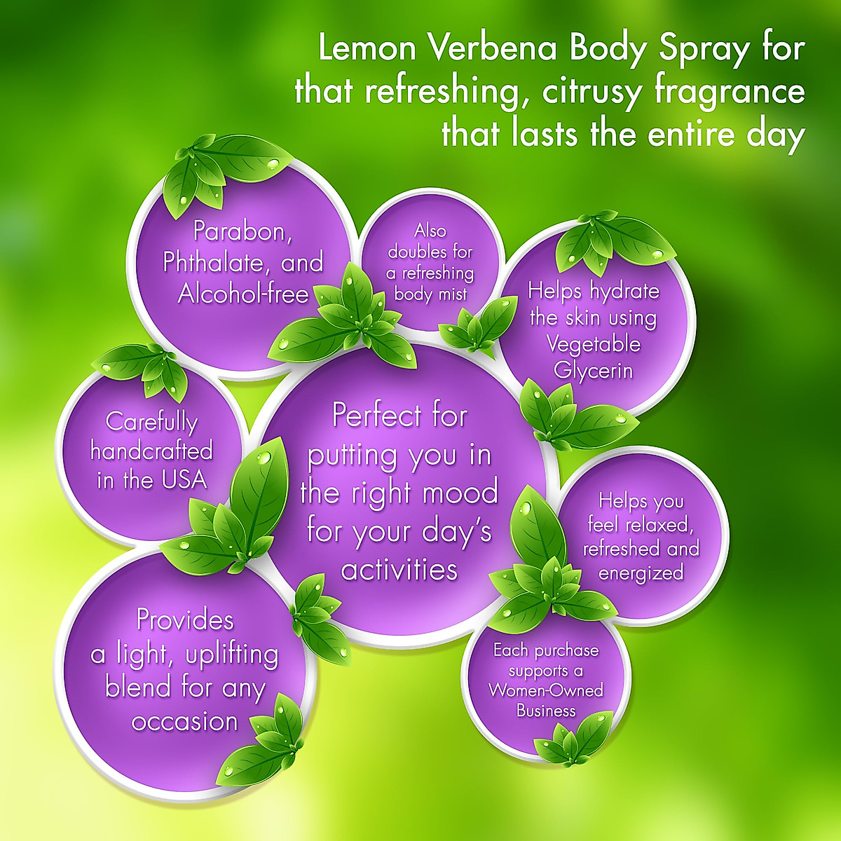 Eclectic Lady Body Spray for Women, 8 Oz Lemon Verbena Body Mist with Long-Lasting Fragrance, Fresh, Wonderful Scent for Spring & Summer, Floral & Fruity Perfume for Women with Orange, Daily Use