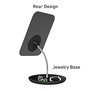 LFOYOU Table Vanity Mirror with Stand - Makeup Mirror for Desk - Adjustable Flexible Gooseneck, 360°Rotation Folding Portable Bathroom Shaving Cosmetic Mirror Square