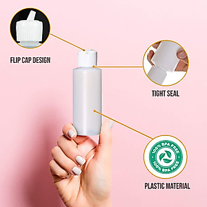 Onisavings Plastic Cylinder Bottles with Flip Top Pour Spout - BPA-Free & Refillable Containers- Durable, Affordable Price - Store Lotion and Any Kind Liquid-Based Products, Size 4 Oz (6 Pack)